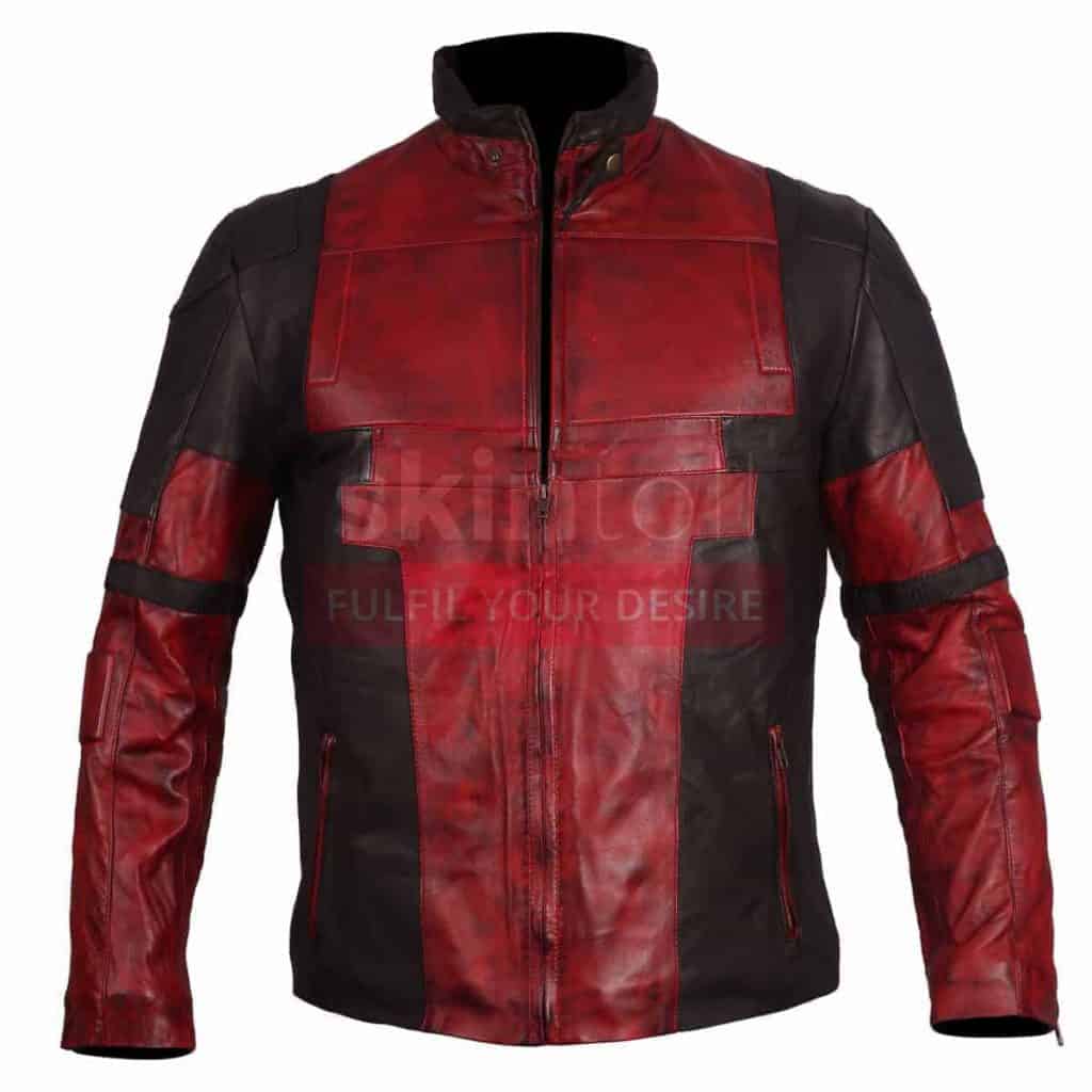 Deadpool Black and Red Waxed Leather Jacket - Skintoll