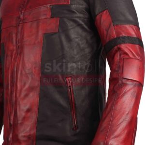 Deadpool Black and Red Waxed Leather Jacket - Skintoll