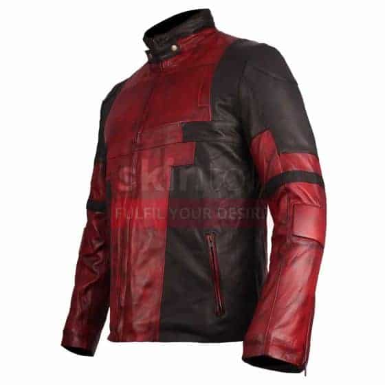 Deadpool Black and Red Waxed Leather Jacket - Skintoll