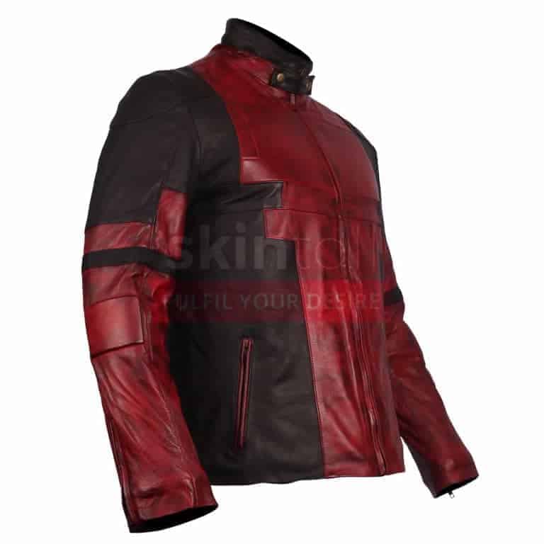 Deadpool Black and Red Waxed Leather Jacket - Skintoll