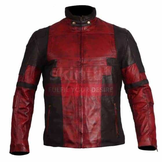 Deadpool Black and Red Waxed Leather Jacket - Skintoll