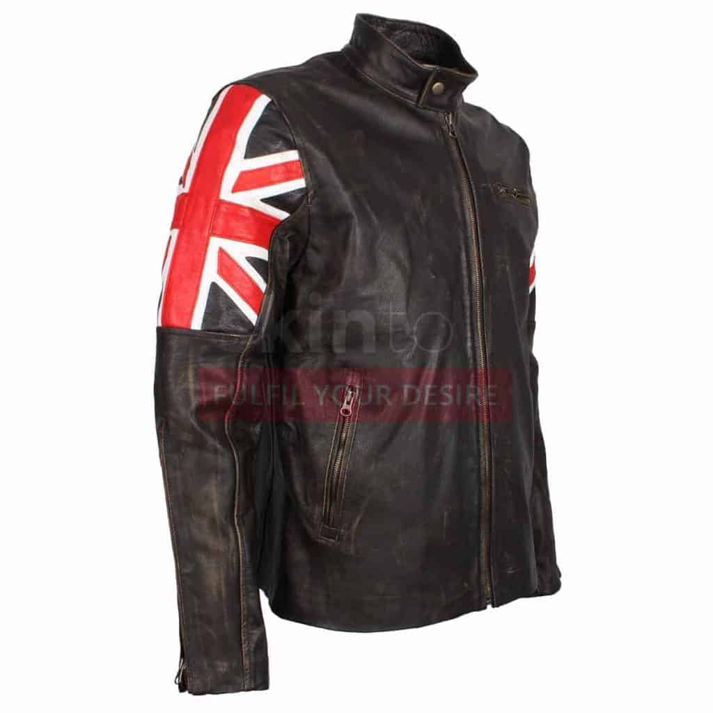 Union Jack Leather Jacket - UK Flag Vintage Jacket