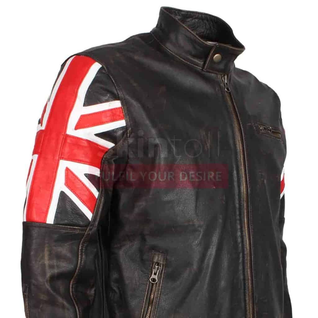 Union Jack Leather Jacket - UK Flag Vintage Jacket